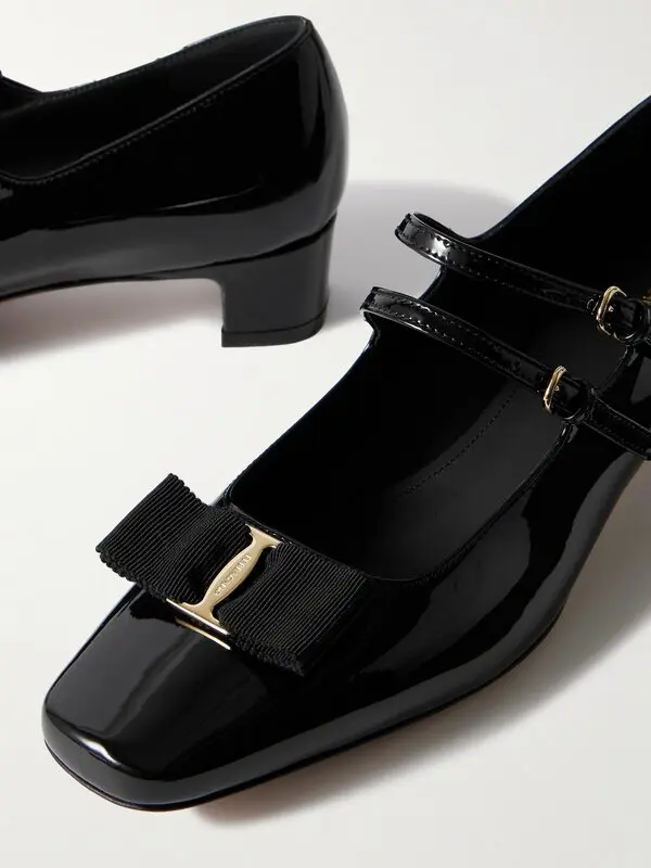 FERRAGAMO Vara Patent-leather Mary Jane Pumps - Black