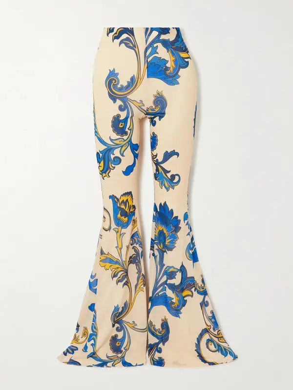 Etro Printed Jersey Flared Pants - Neutrals