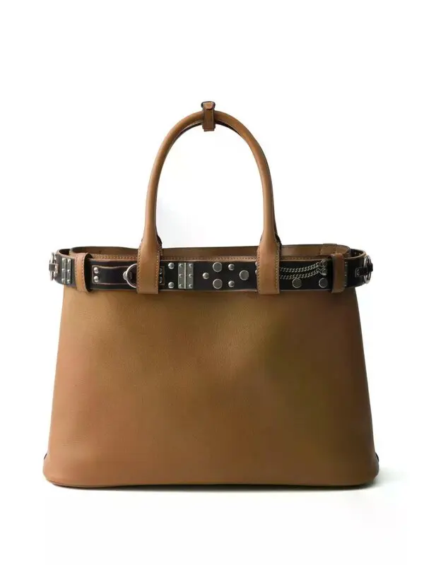 Prada Large Buckle Tote Bag - Brown