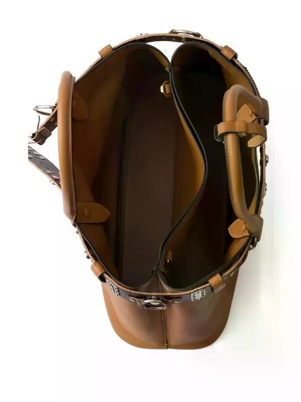 Prada Large Buckle Tote Bag - Brown
