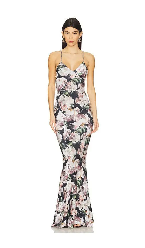 Norma Kamali Low Back Slip Fishtail Gown