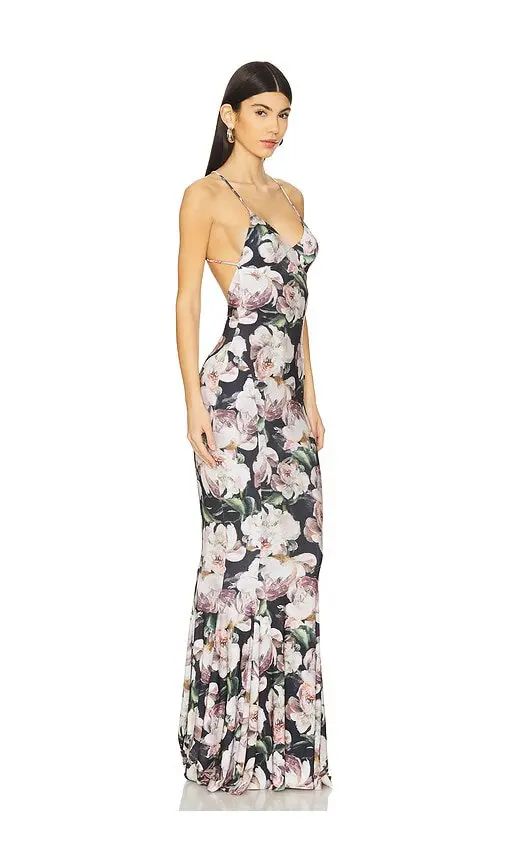Norma Kamali Low Back Slip Fishtail Gown