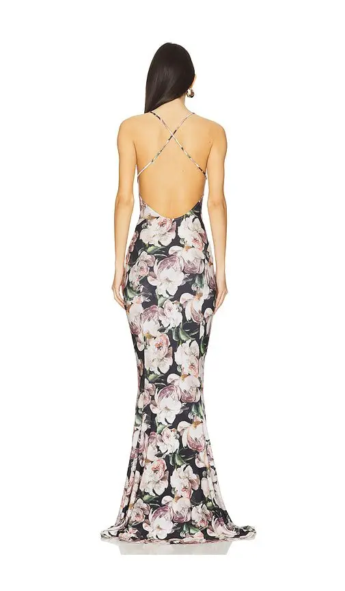Norma Kamali Low Back Slip Fishtail Gown