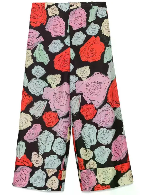 Marni Floral-print Trousers - Black