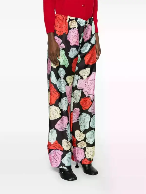 Marni Floral-print Trousers - Black