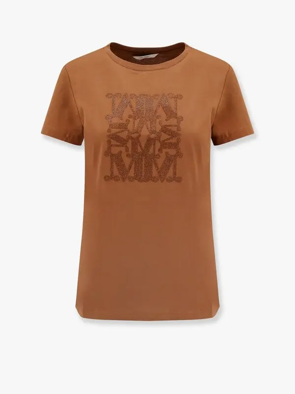 Max Mara Giovane Cotton T-shirt With Rhinestone Logo