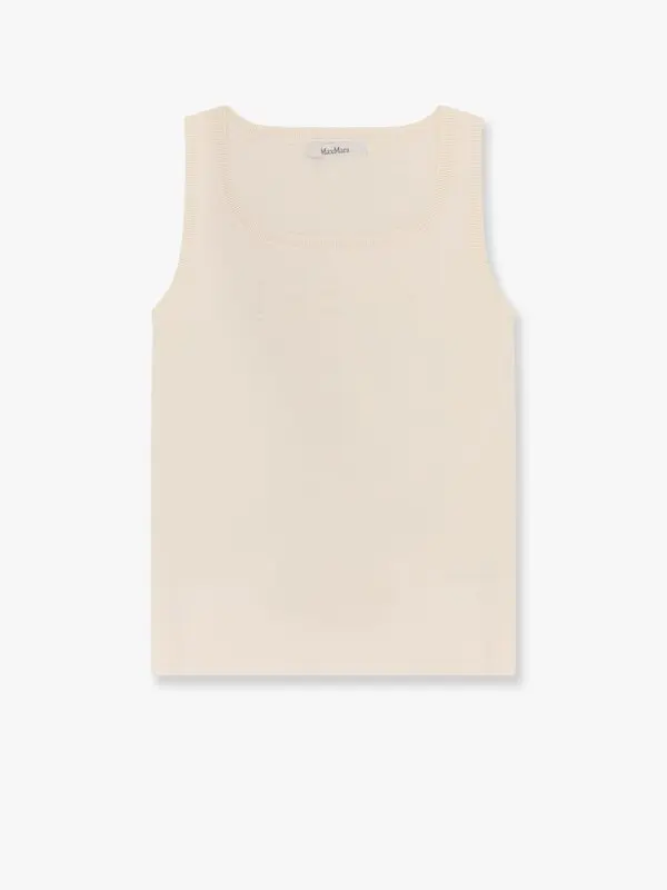 Max Mara Sleeveless Viscose Top With Embossed Logo - White