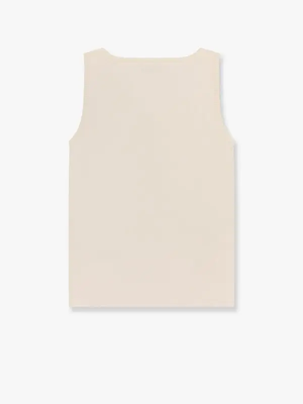 Max Mara Sleeveless Viscose Top With Embossed Logo - White