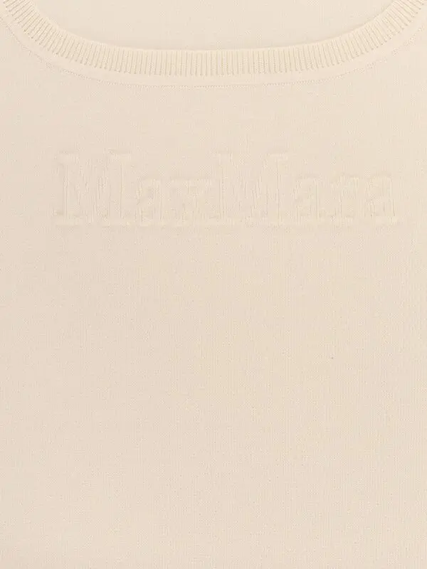 Max Mara Sleeveless Viscose Top With Embossed Logo - White