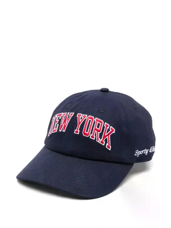 SPORTY & RICH Slogan-embroidered Cap - Blue