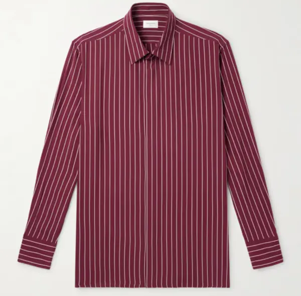 Saint Laurent Pinstriped Crepe Shirt - Red