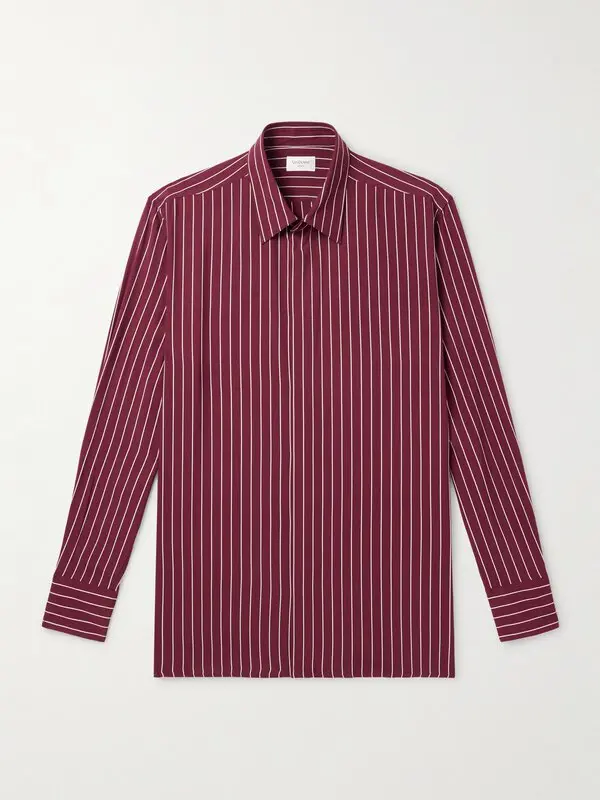 Saint Laurent Pinstriped Crepe Shirt - Red