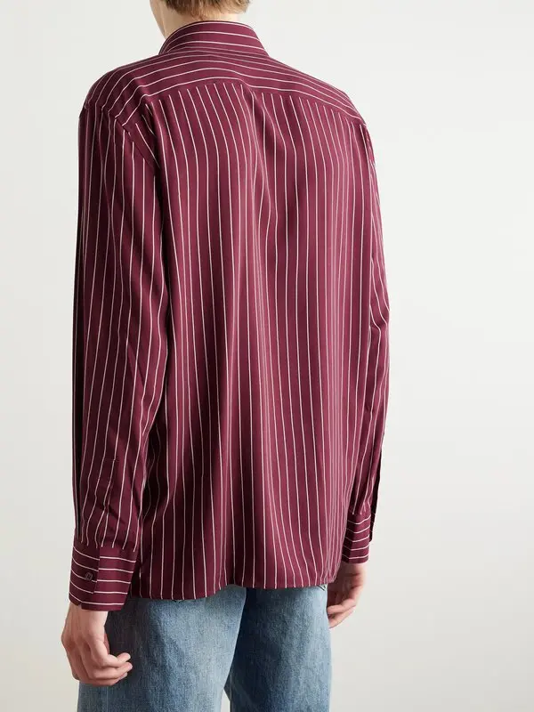 Saint Laurent Pinstriped Crepe Shirt - Red
