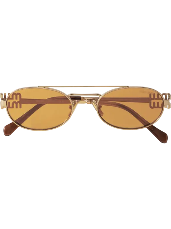Miu Miu Oval-frame Sunglasses - Gold