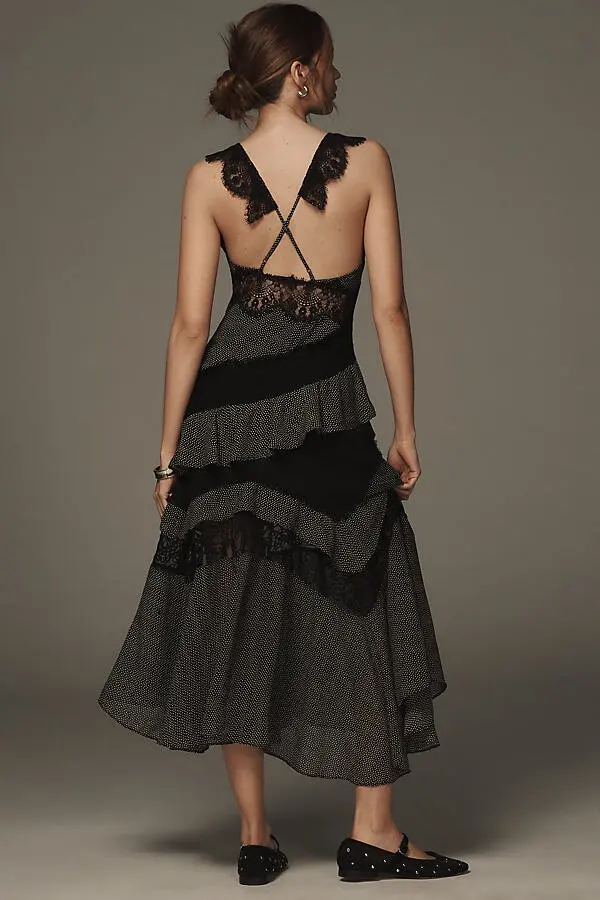 Anthropologie Sleeveless Keyhole Tiered Lace Midi Dress In Black - 68% Off  | Editorialist