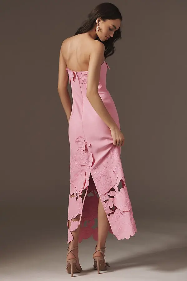 Leo Lin Rayna Appliqu Bustier Maxi Dress - Pink | Editorialist