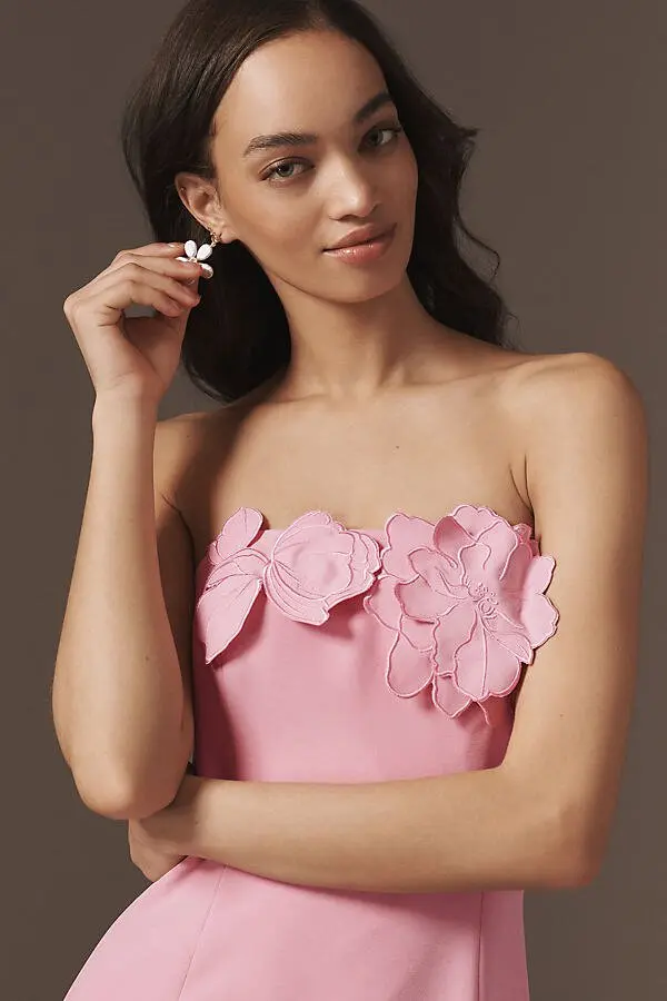 leo lin rayna dress pink Rayna Appliqu Bustier Maxi Dress