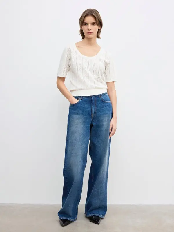 HOUSE OF DAGMAR Pointelle Knit Top
