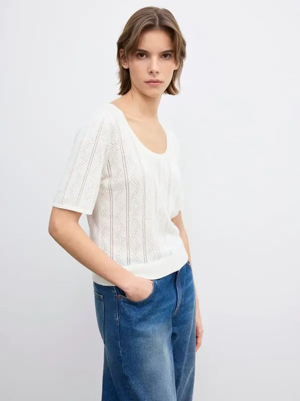 HOUSE OF DAGMAR Pointelle Knit Top