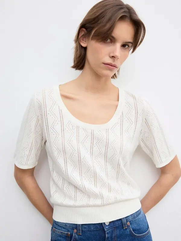 HOUSE OF DAGMAR Pointelle Knit Top