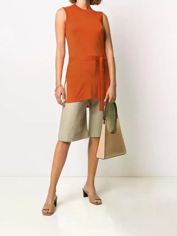 Malo Belted Knitted Tunic - Orange