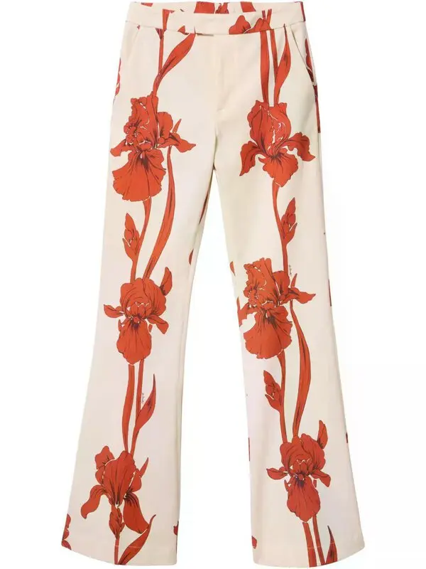 La DoubleJ Floral Tailored Trousers - Neutrals