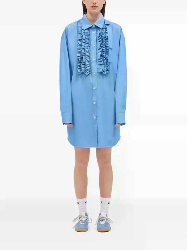 MSGM Ruffled Poplin Mini Dress - Blue