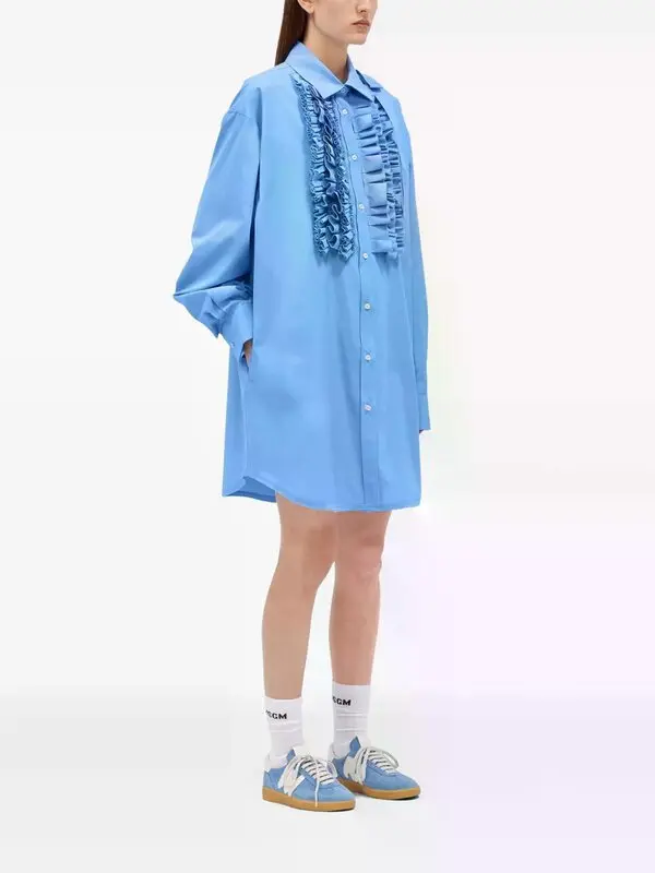 MSGM Ruffled Poplin Mini Dress - Blue