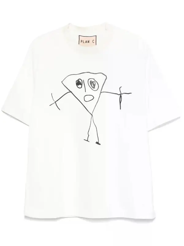 Plan C Bianca-print T-shirt - White