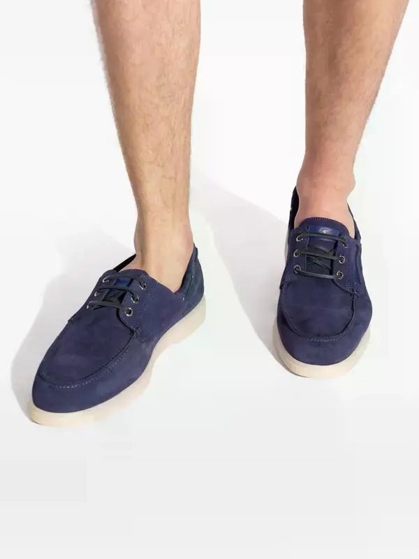 GIUSEPPE ZANOTTI Venice Suede Boat Shoes - Blue