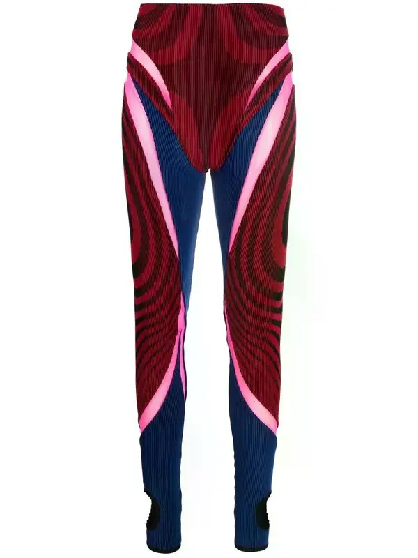PAOLINA RUSSO Panelled Ribbed Leggings - Red