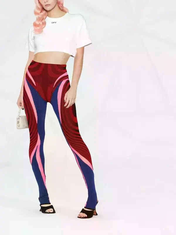 PAOLINA RUSSO Panelled Ribbed Leggings - Red