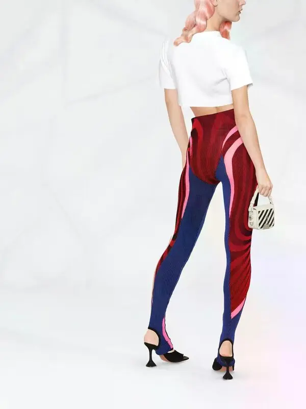 PAOLINA RUSSO Panelled Ribbed Leggings - Red