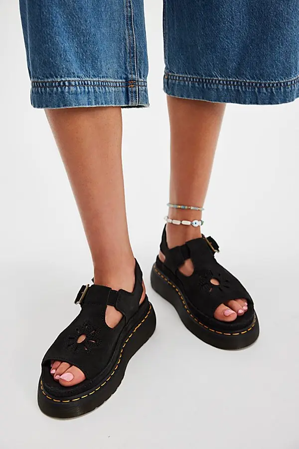 Dr. Martens Dunnet Flower Sandals - Black