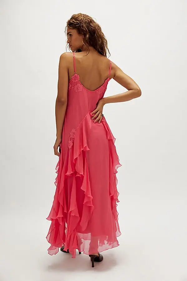 NIGEL PRESTON Floating Angel Chiffon Maxi Dress - Winterberry