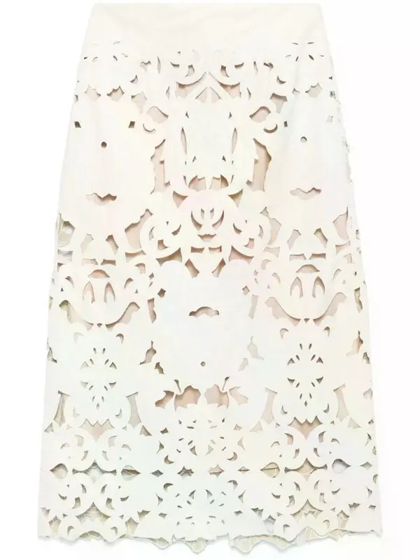 FORTE_FORTE Floral-motif Midi Skirt - Neutrals
