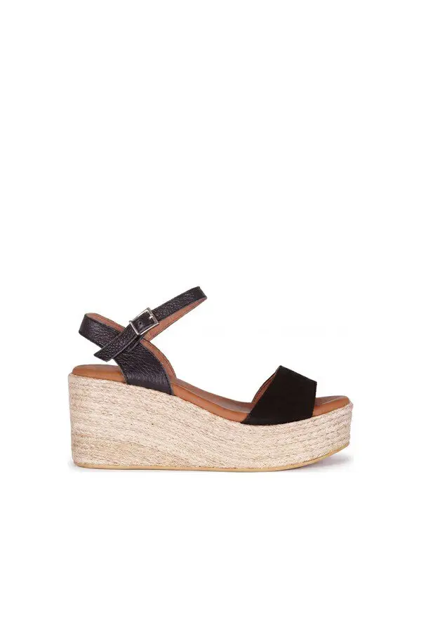 MENINA STEP Conil Braided Wedge Sandal - Black
