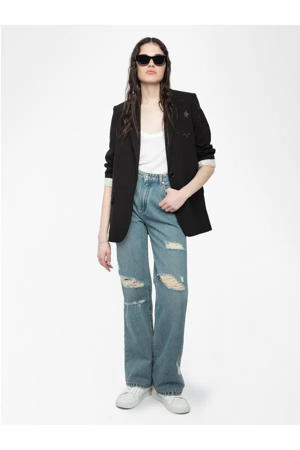 Zadig&Voltaire Elio Distressed Straight Leg Jeans