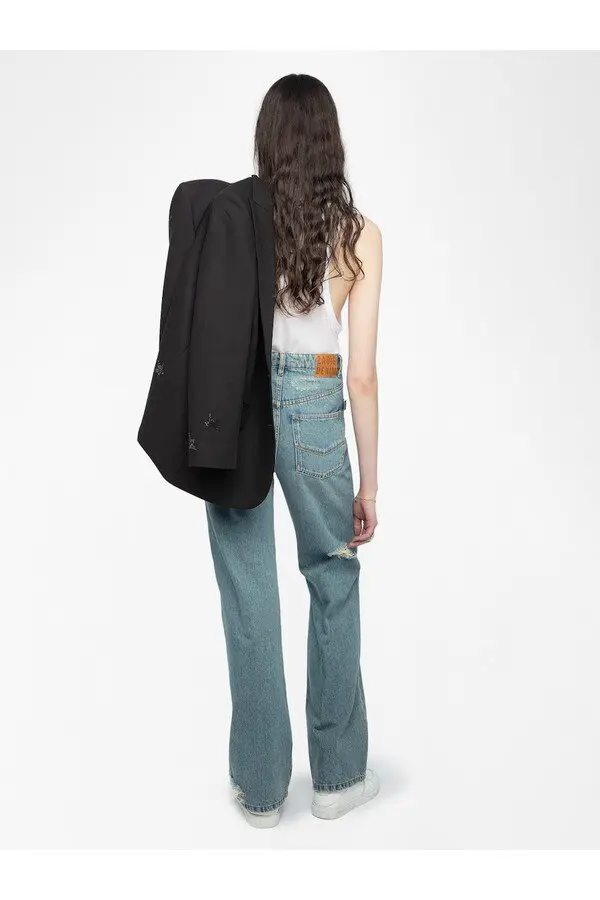 Zadig&Voltaire Elio Distressed Straight Leg Jeans