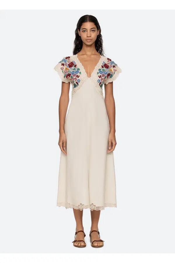 sachin and babi light blue dress Embroidered Slip Dress