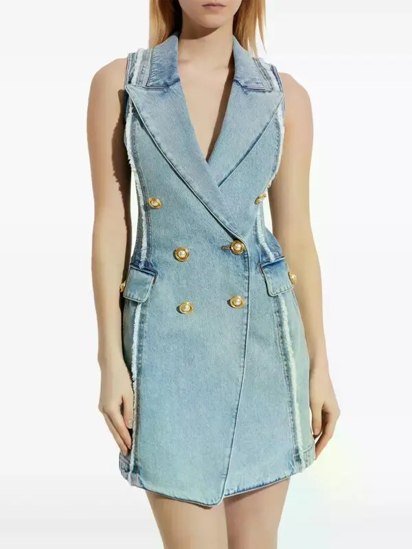 Balmain Tailored Denim Vest Dress