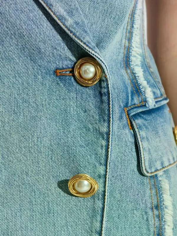 Balmain Tailored Denim Vest Dress