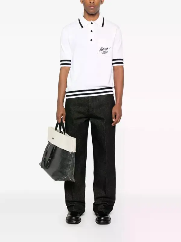 Balmain Logo Signature-embroidered Polo Shirt