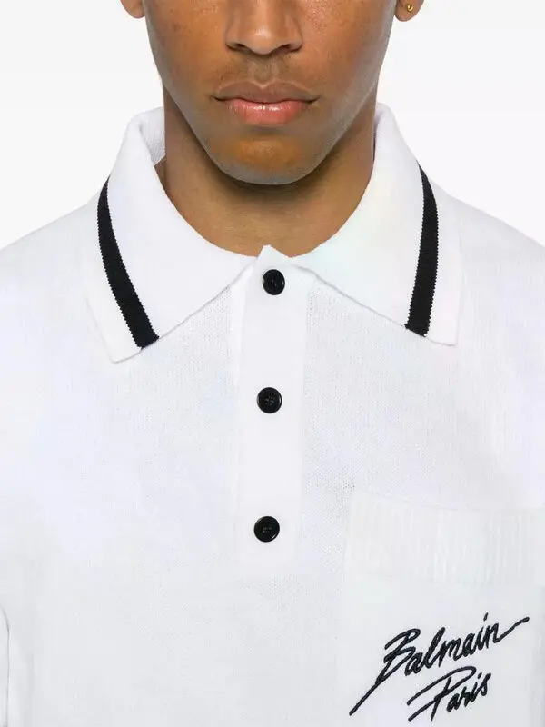 Balmain Logo Signature-embroidered Polo Shirt