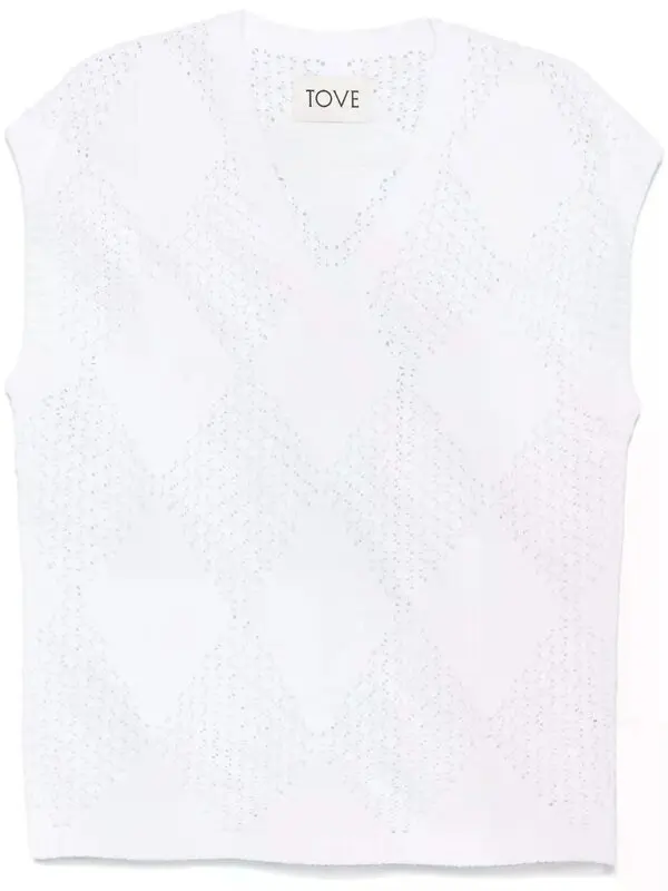 Tove Open-knit Vest - White