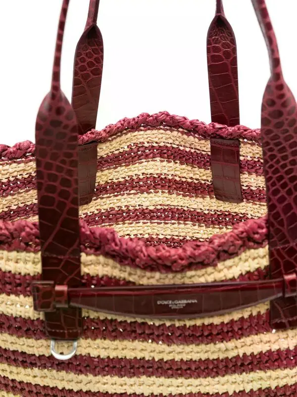 Dolce & Gabbana Striped Raffia Tote Bag