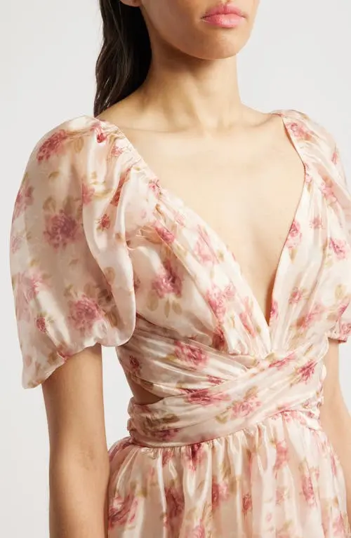 Lulus Jane Organza & Chiffon Maxi Cocktail Dress In Pink Multi - 60% Off |  Editorialist