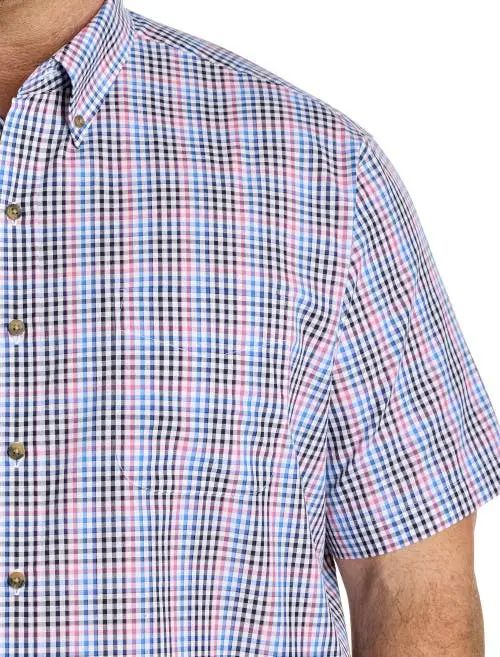Harbor Bay By Dxl Big & Tall Easy-Care Plaid Sport Shirt - Black Pink |  Editorialist