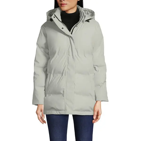 LANDS' END Squall Insulated Slicker Puffer Jacket - Soft Silver