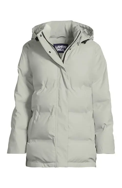 LANDS' END Squall Insulated Slicker Puffer Jacket - Soft Silver